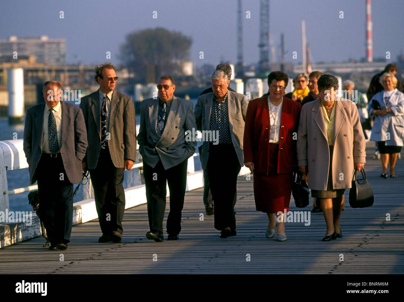 people, tourists, walking, pier, city of Ostend, Ostend, West Flanders ...