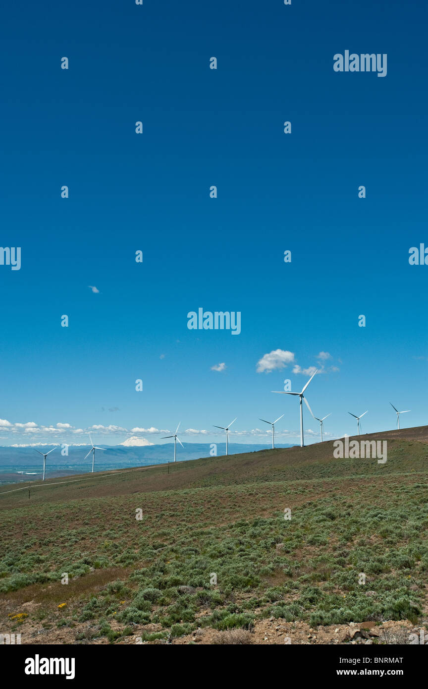 Giant wind turbines on a mountain ridge Stock Photo - Alamy