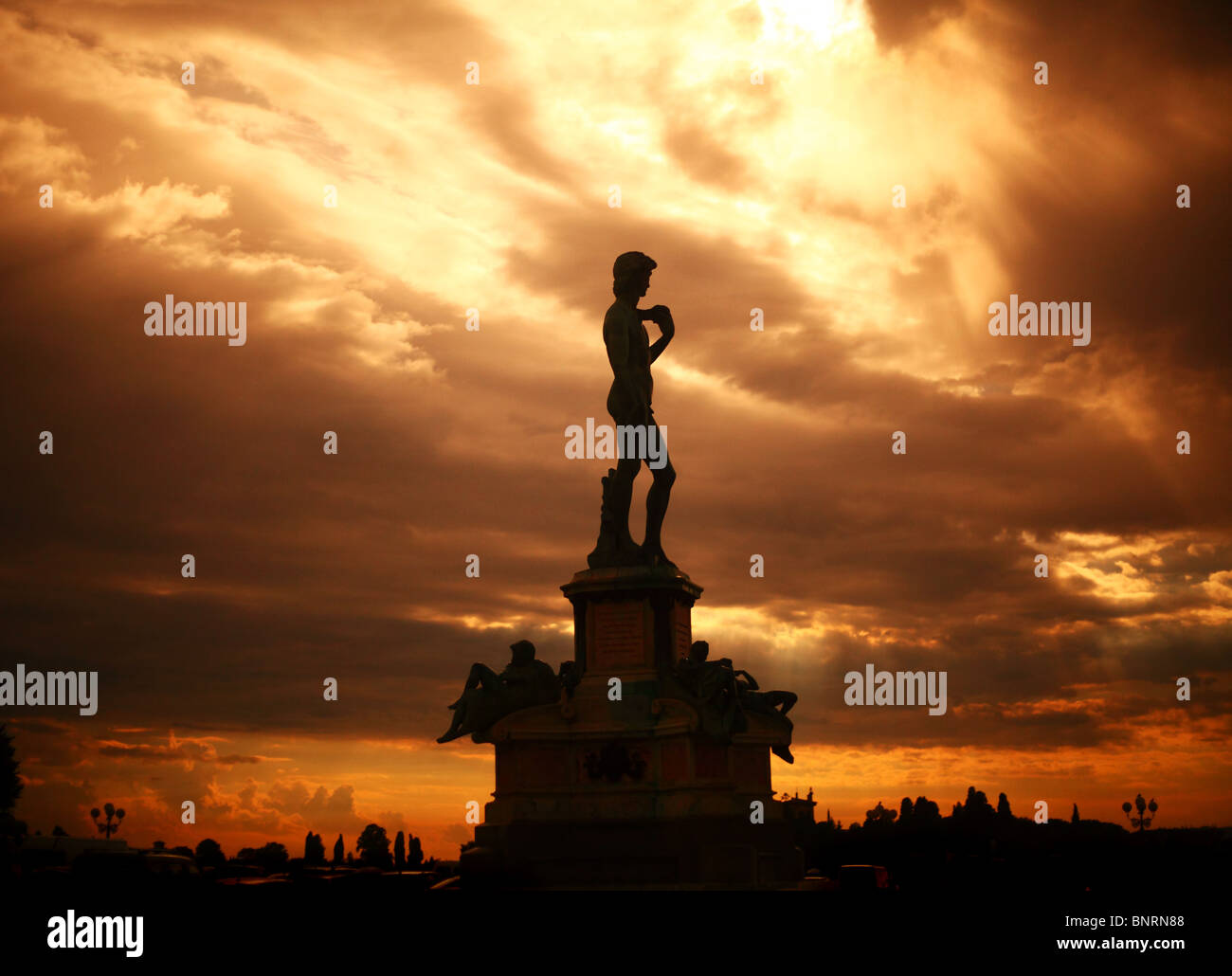 Statue of Michaelangleo's David, in Bronze, at the Piazza del ...