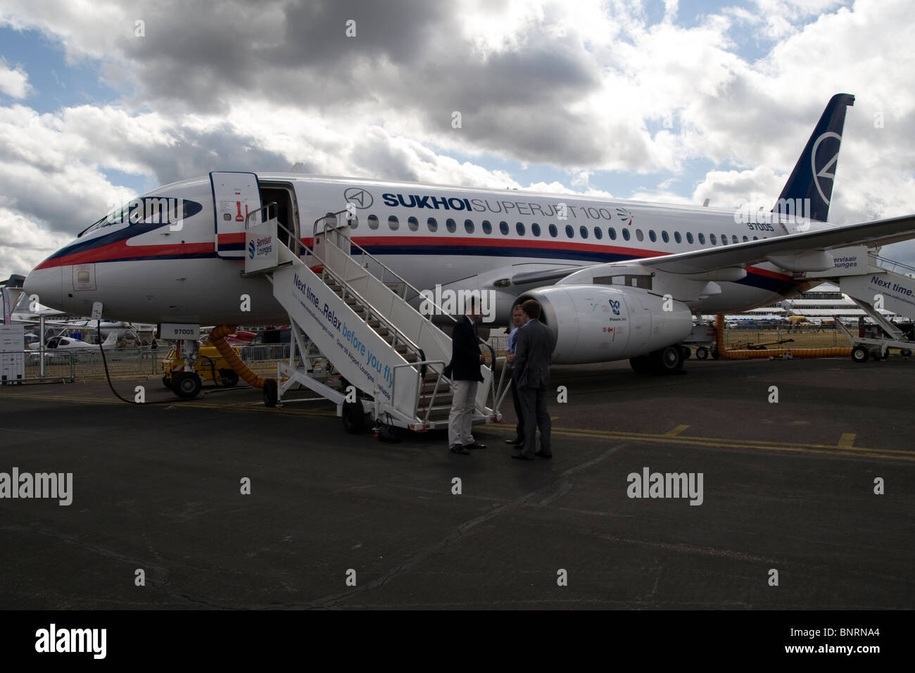 Prototype Sukhoi Superjet 100 airliner at Farnborough International Air ...