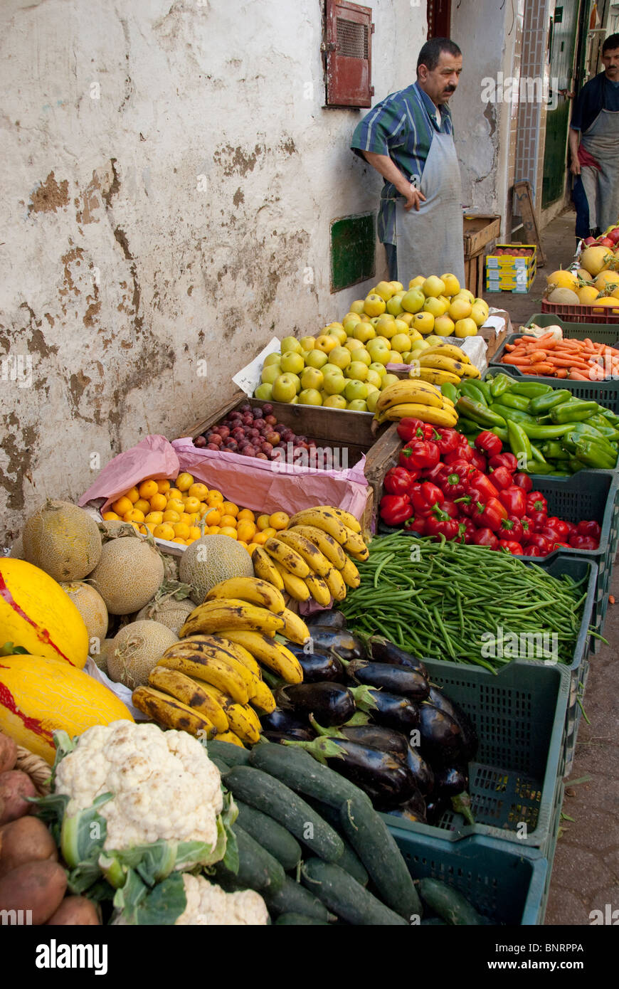 Morocco, Tetouan. Historic Medina bazaar, fresh produce stand Stock ...