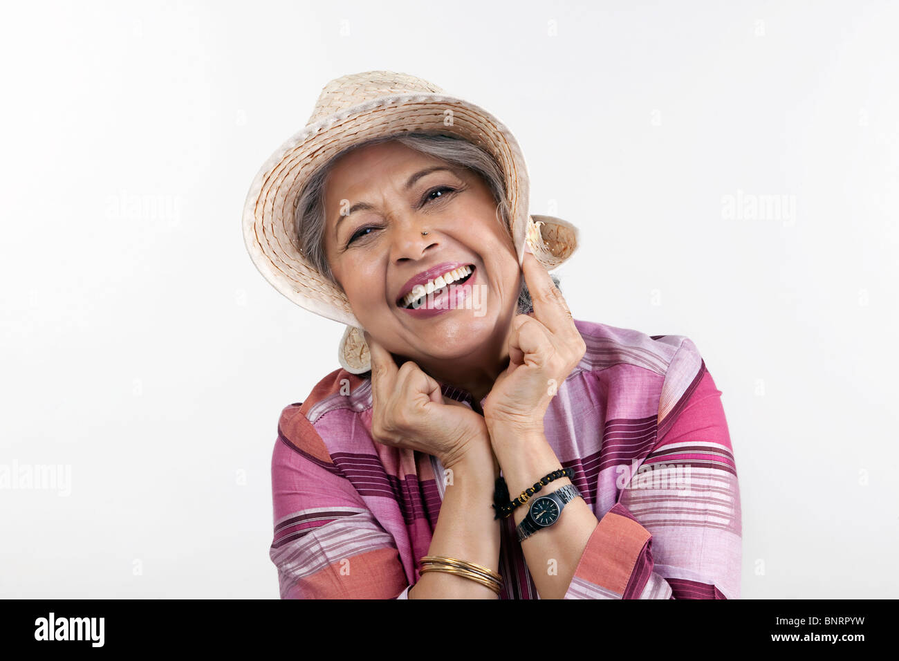 Portrait of an old woman smiling Stock Photo - Alamy