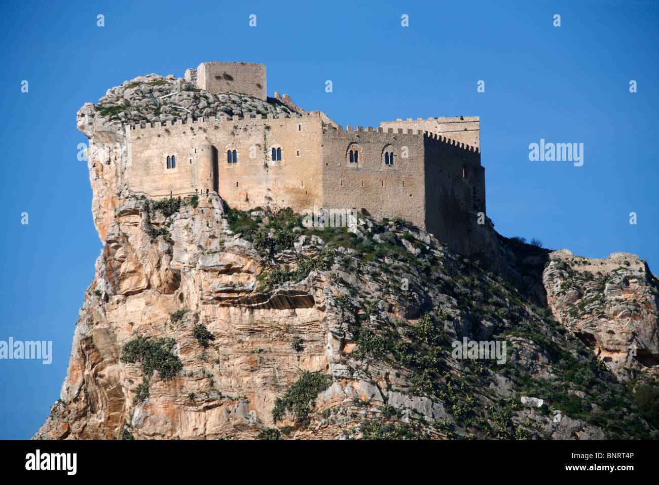Castle of Mussumeli, or Chiaramonte castle, Sicily, Italy Stock Photo ...