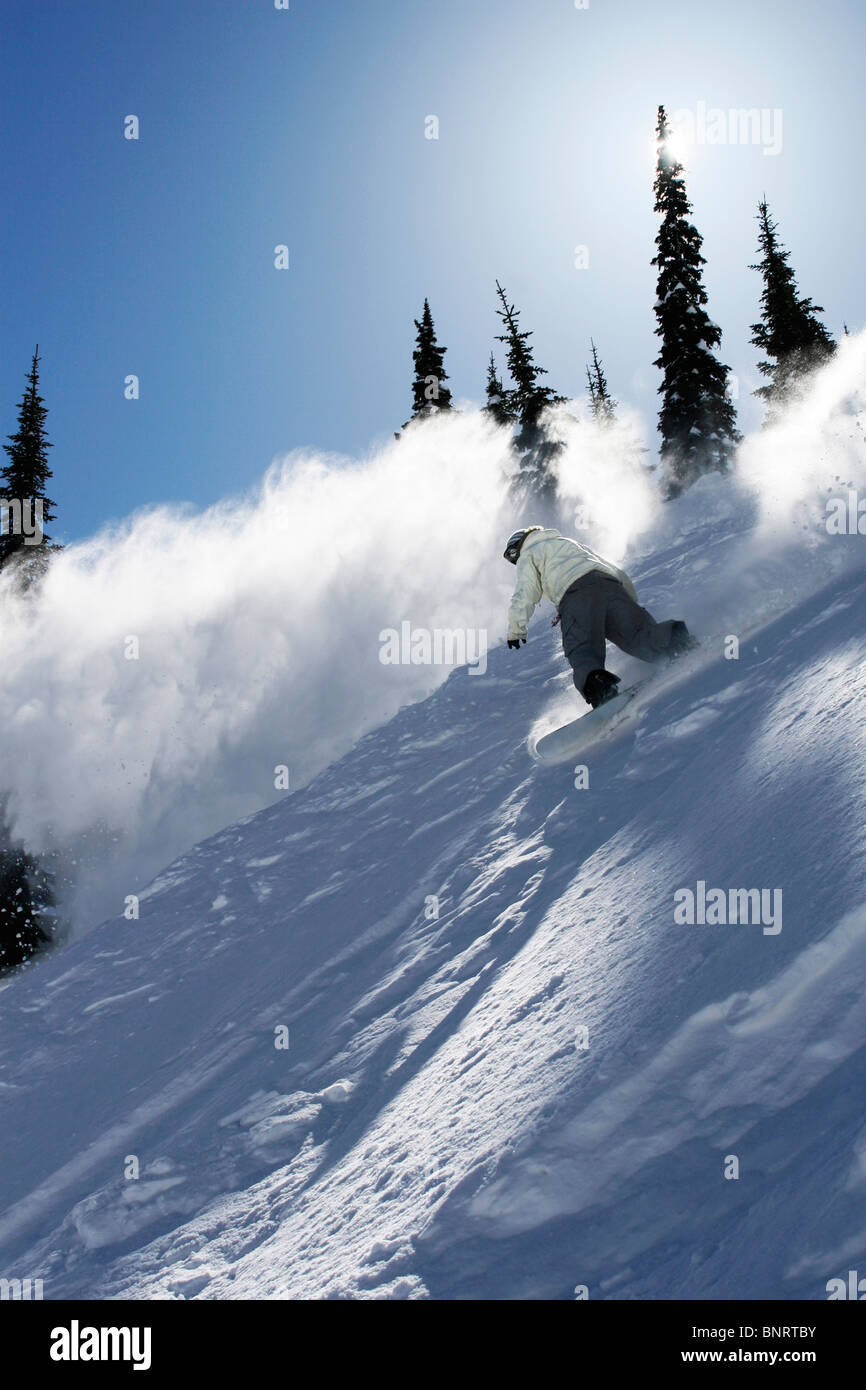 A male snowboarder ripping powder in Idaho Stock Photo - Alamy
