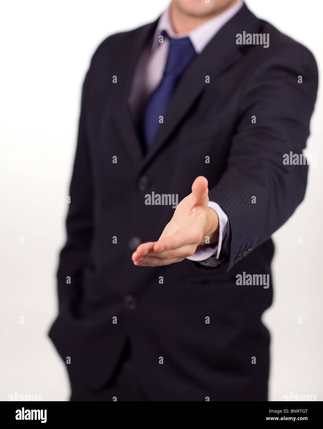 Businessman showing handshake camera hi-res stock photography and ...