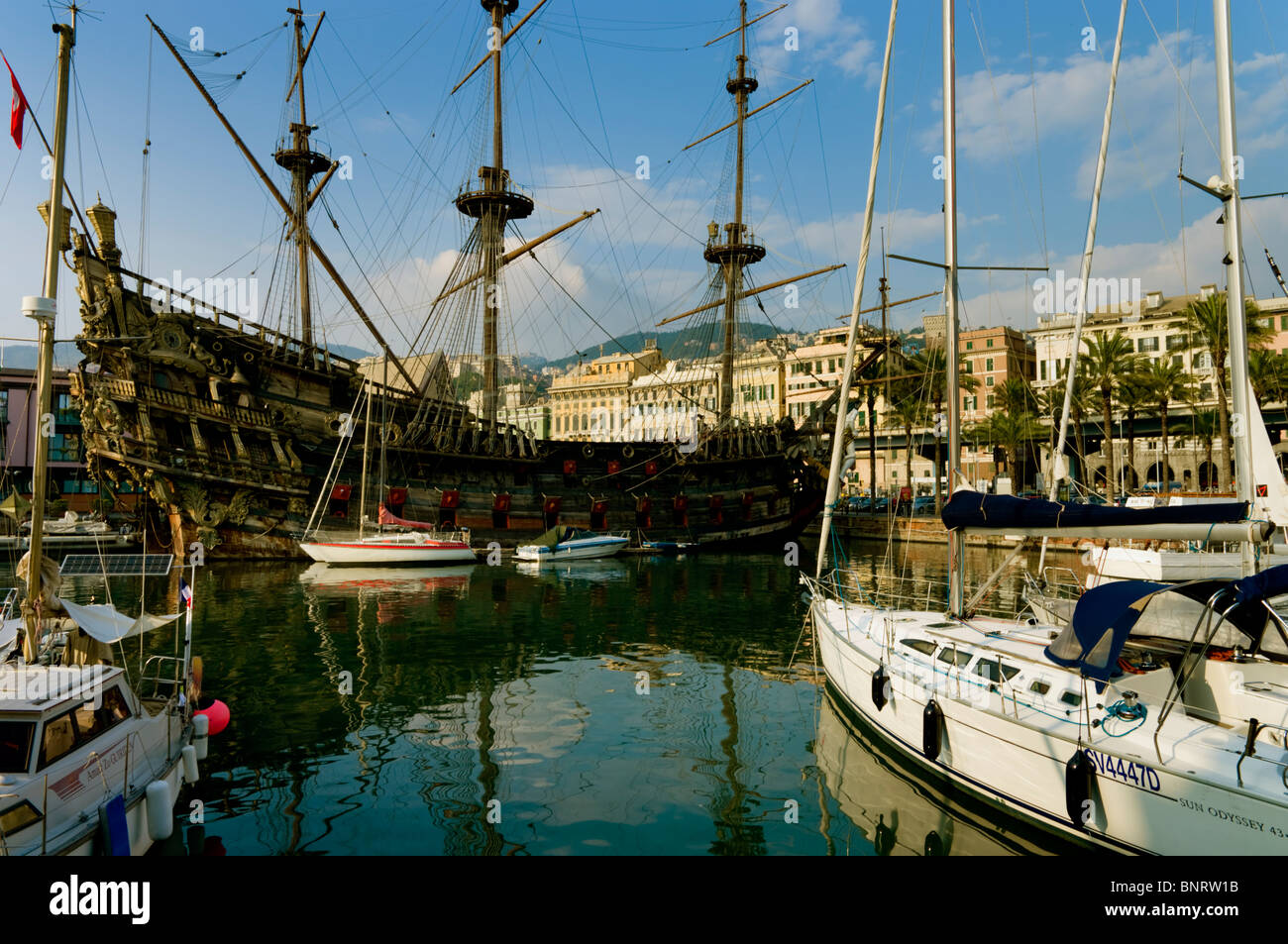 Europe, Italy, Liguria, Genoa port galleon Stock Photo - Alamy