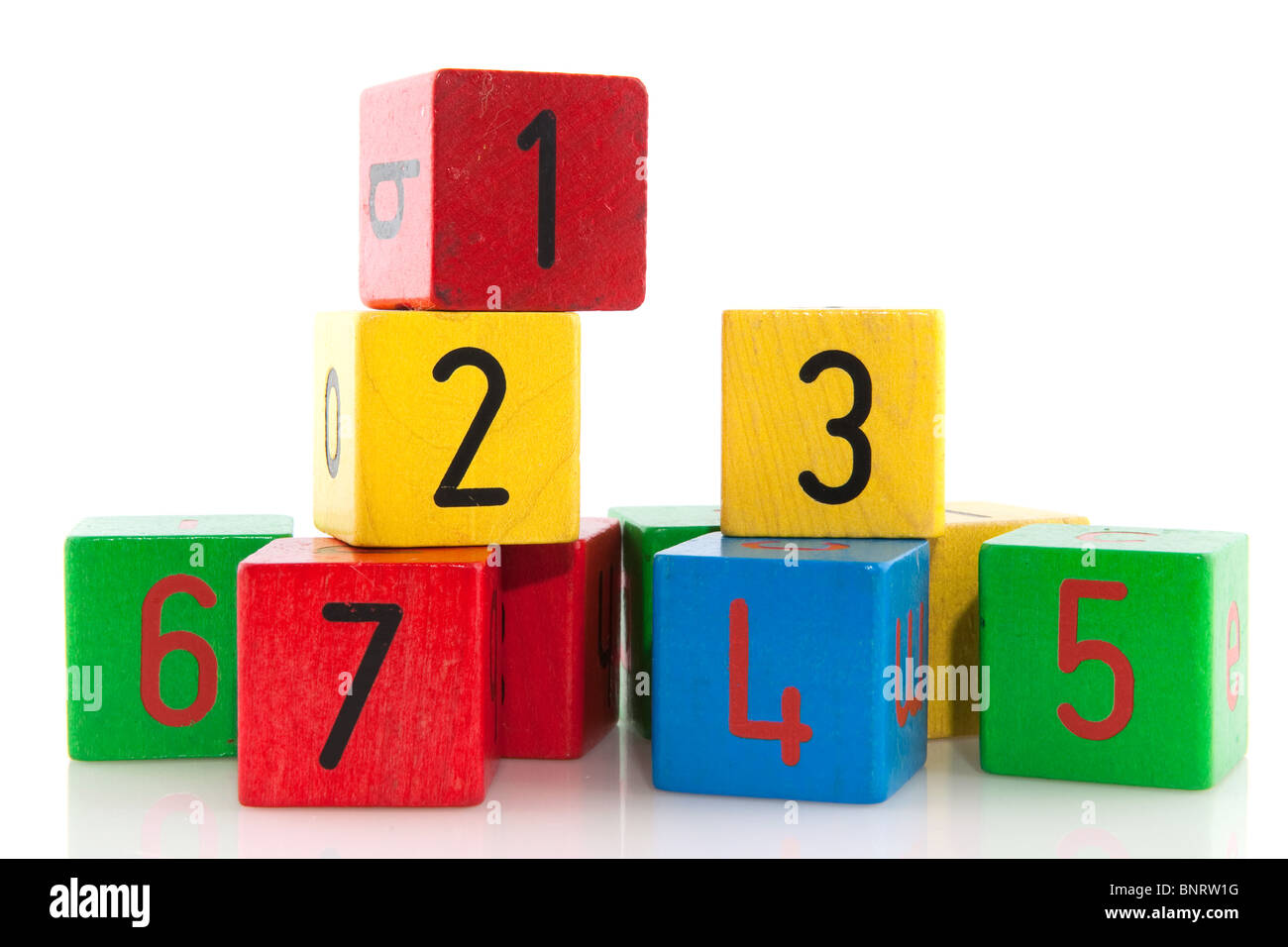 Educational colorful blocks with different numbers over white Stock ...