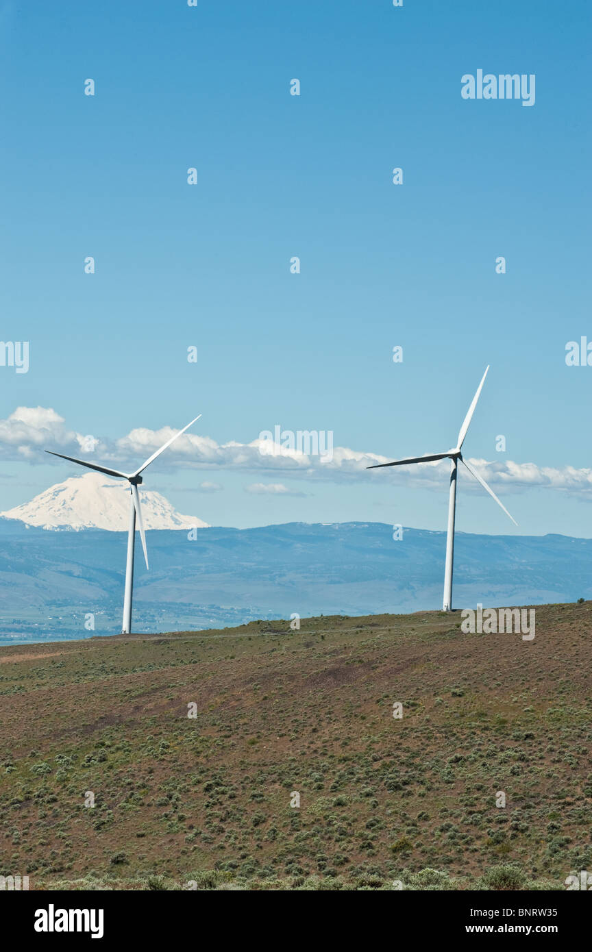 Giant wind turbines on a mountain ridge Stock Photo - Alamy