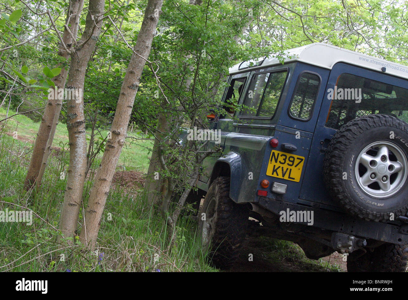 Land Rover 110 Defender driving off road Stock Photo - Alamy