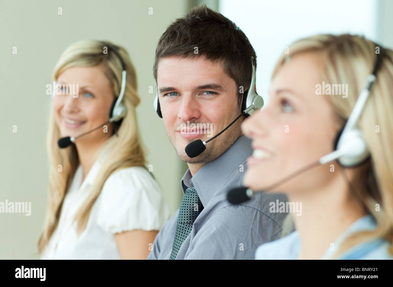 People with headsets Stock Photo - Alamy