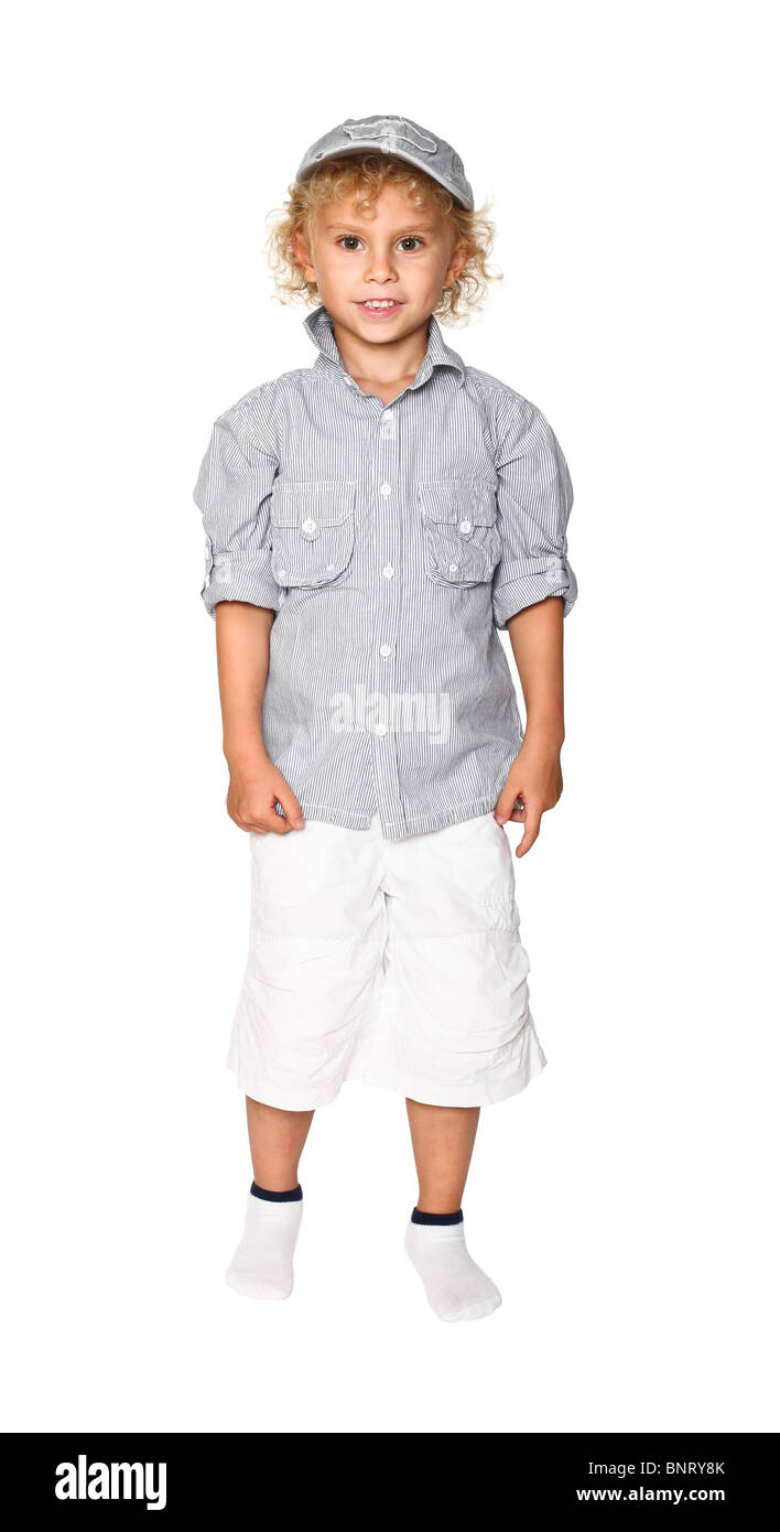 standing caucasian child portrait on white background Stock Photo - Alamy