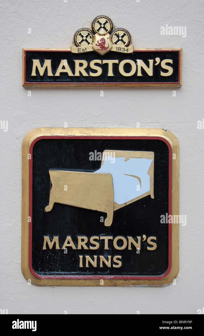 Standard logo and sign outside a Marson's Inn public house in ...