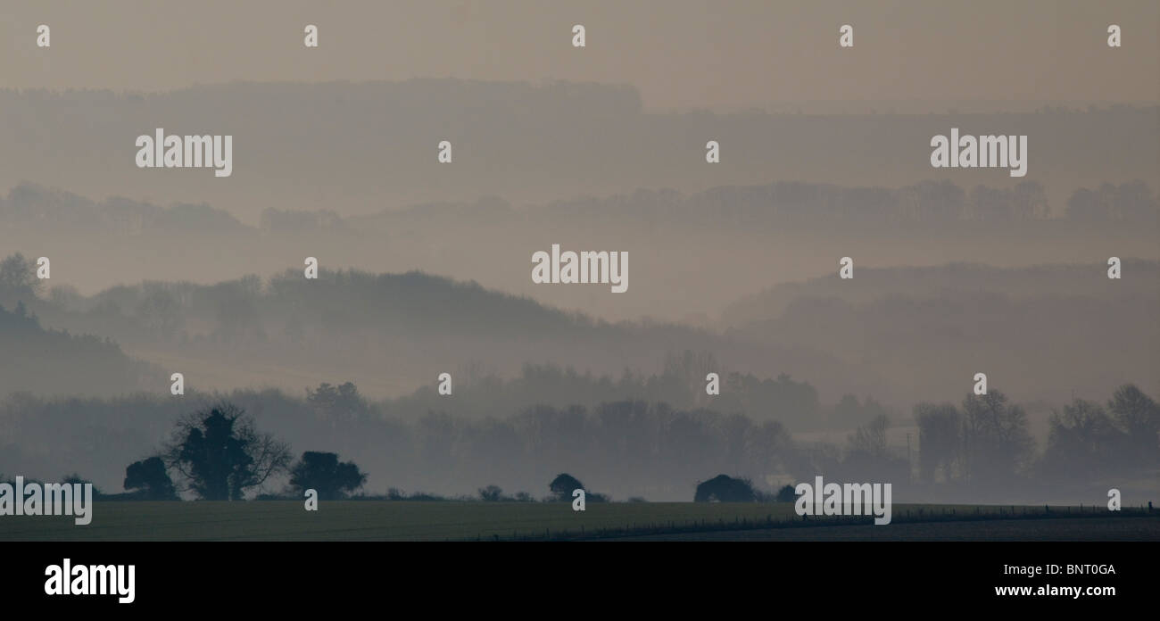 europe; UK, england, wiltshire, landscape misty morning Stock Photo - Alamy