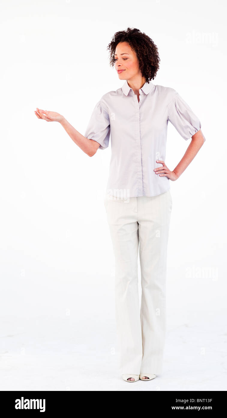 Standing woman hands on waist Cut Out Stock Images & Pictures - Alamy