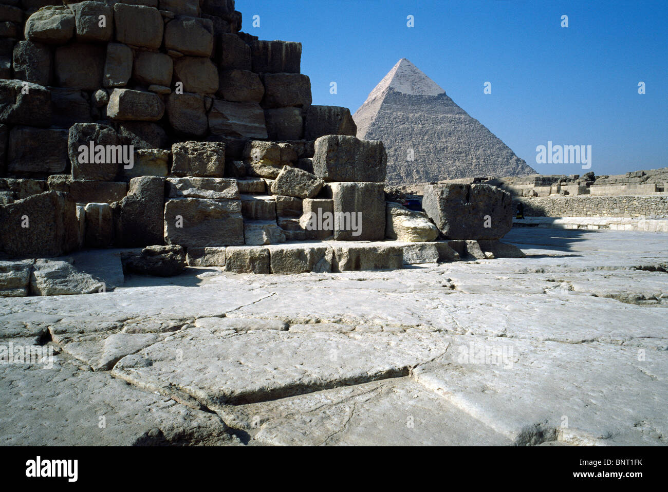 Detail of the Great Pyramid of Khufu (Cheops) with the Khafre (Chephren ...