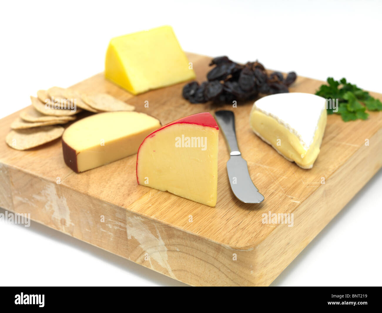 A selection of cheeses with crakers Stock Photo - Alamy