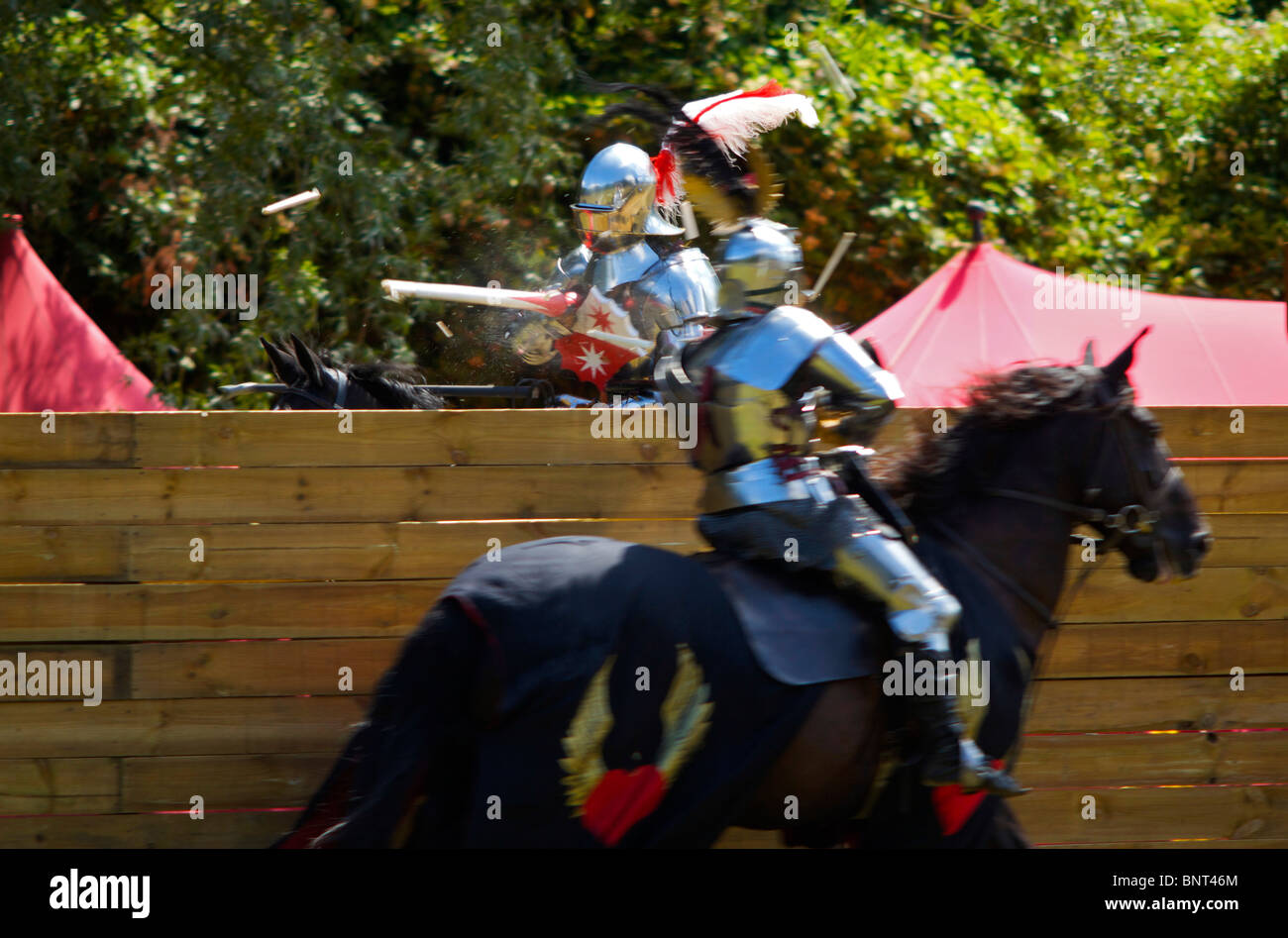 A re-enactment of a medieval knights jousting tournament using ...