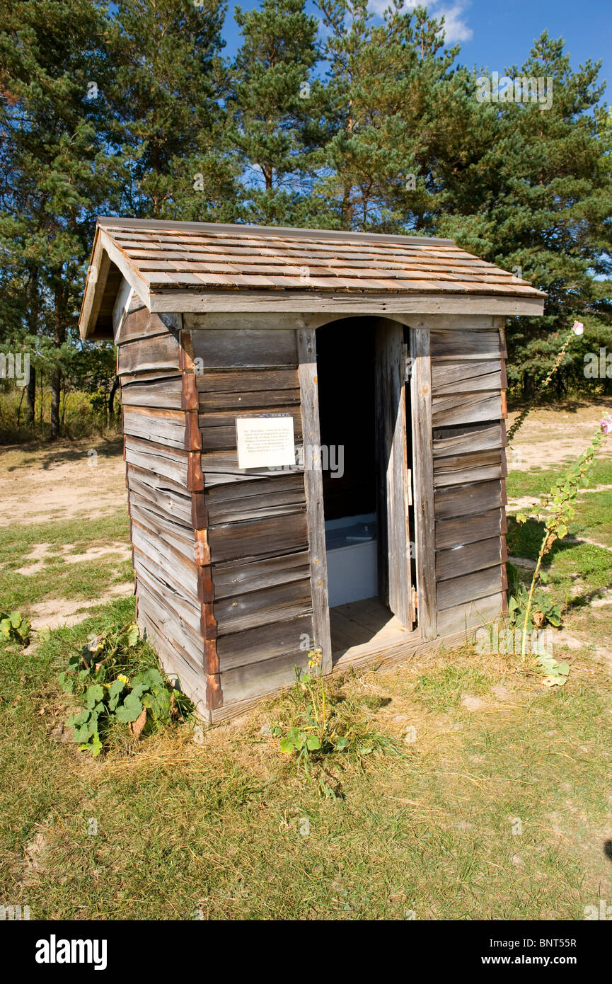 Historic twin hole outhouse circa 1875 Stock Photo - Alamy