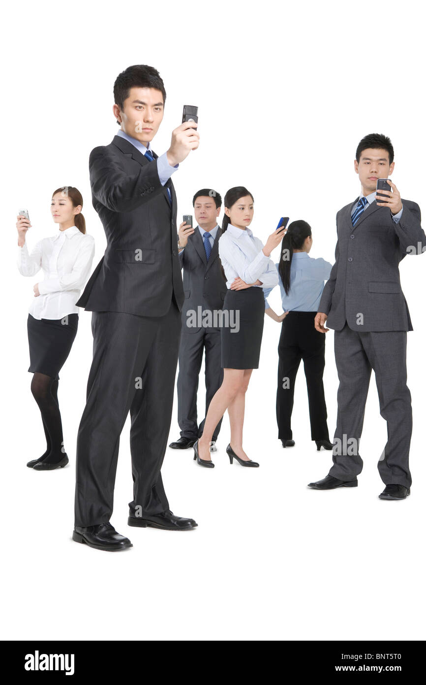 Group people all on phones Cut Out Stock Images & Pictures - Alamy