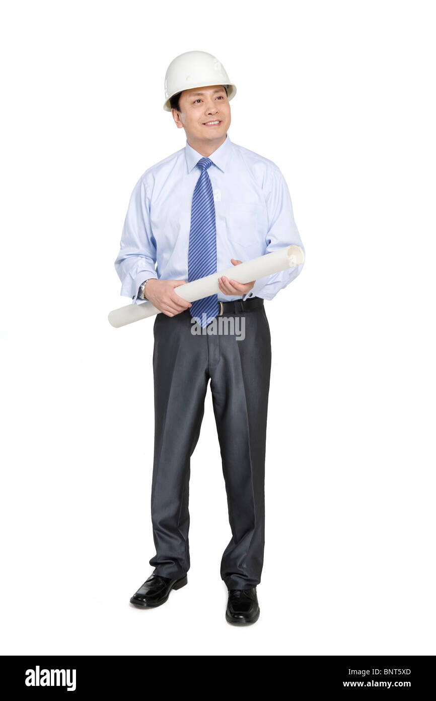 Construction manager in hard hat Stock Photo - Alamy