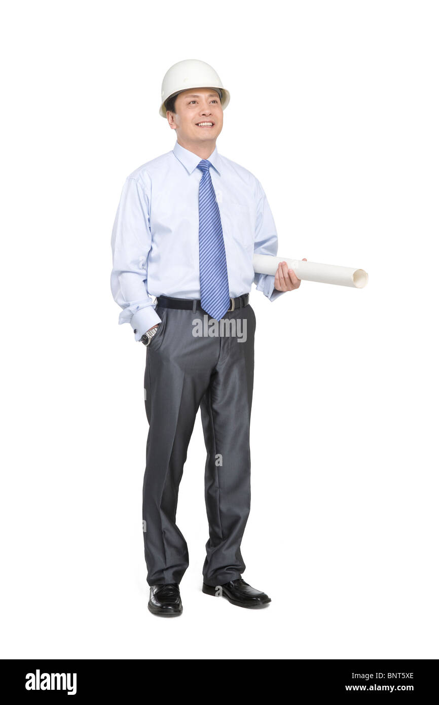 Construction manager in hard hat Stock Photo - Alamy