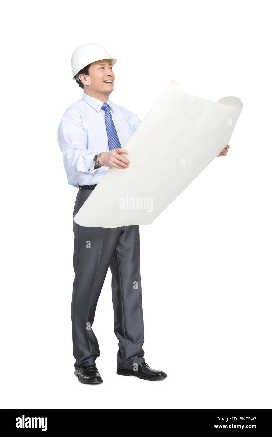 Construction manager in hard hat Stock Photo - Alamy