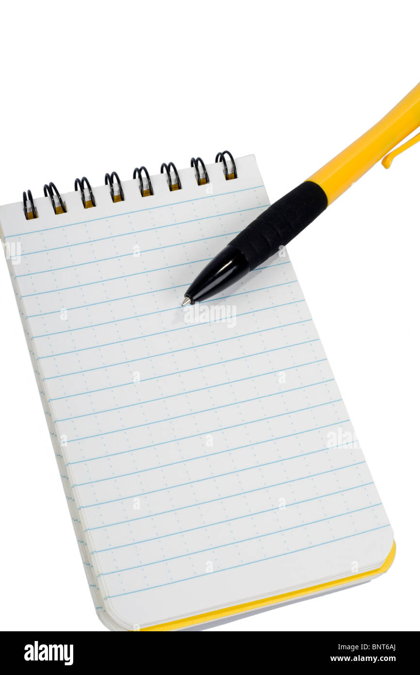 Pen and blocknote isolated Stock Photo - Alamy