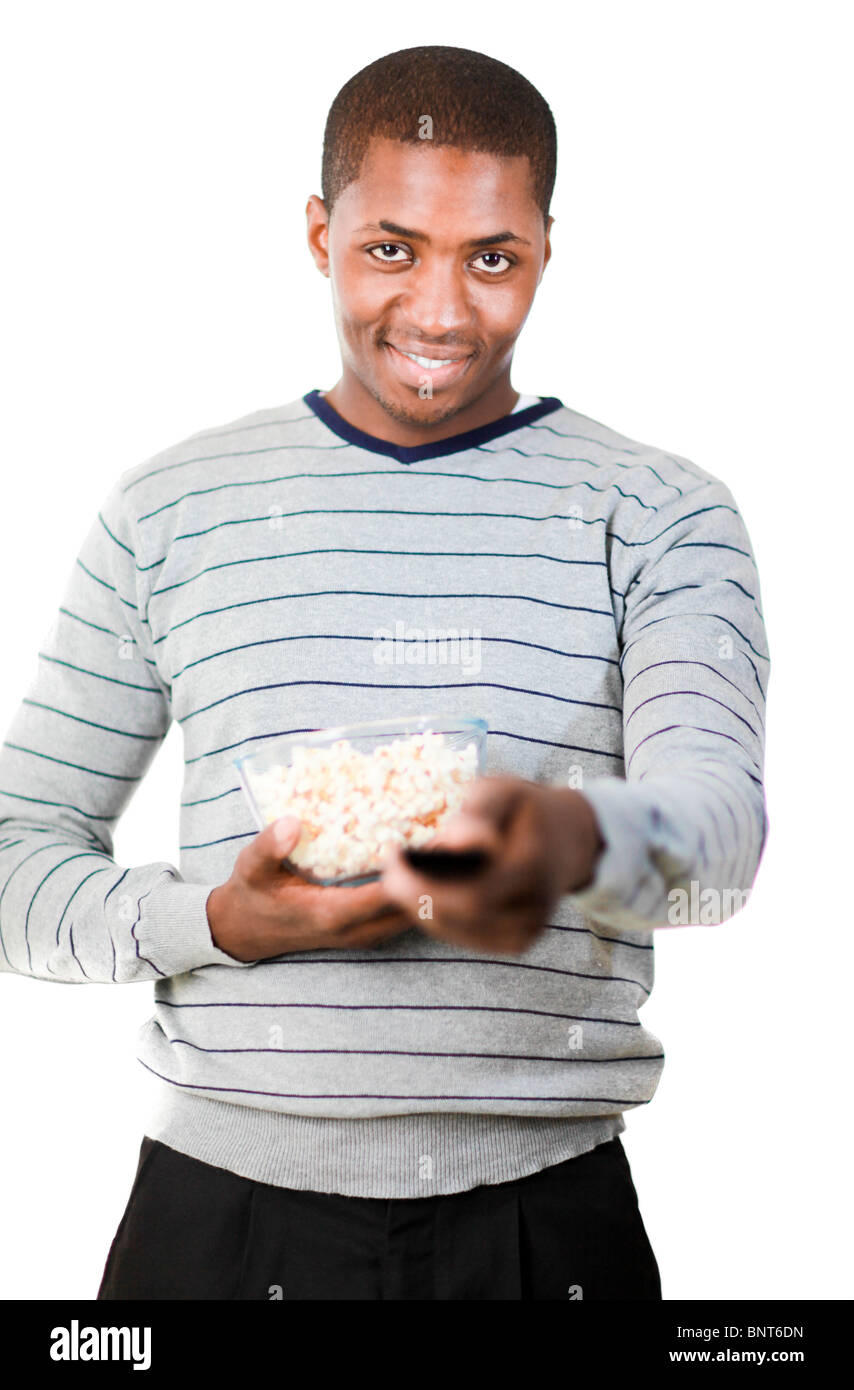 Man holding popcorn Stock Photo - Alamy