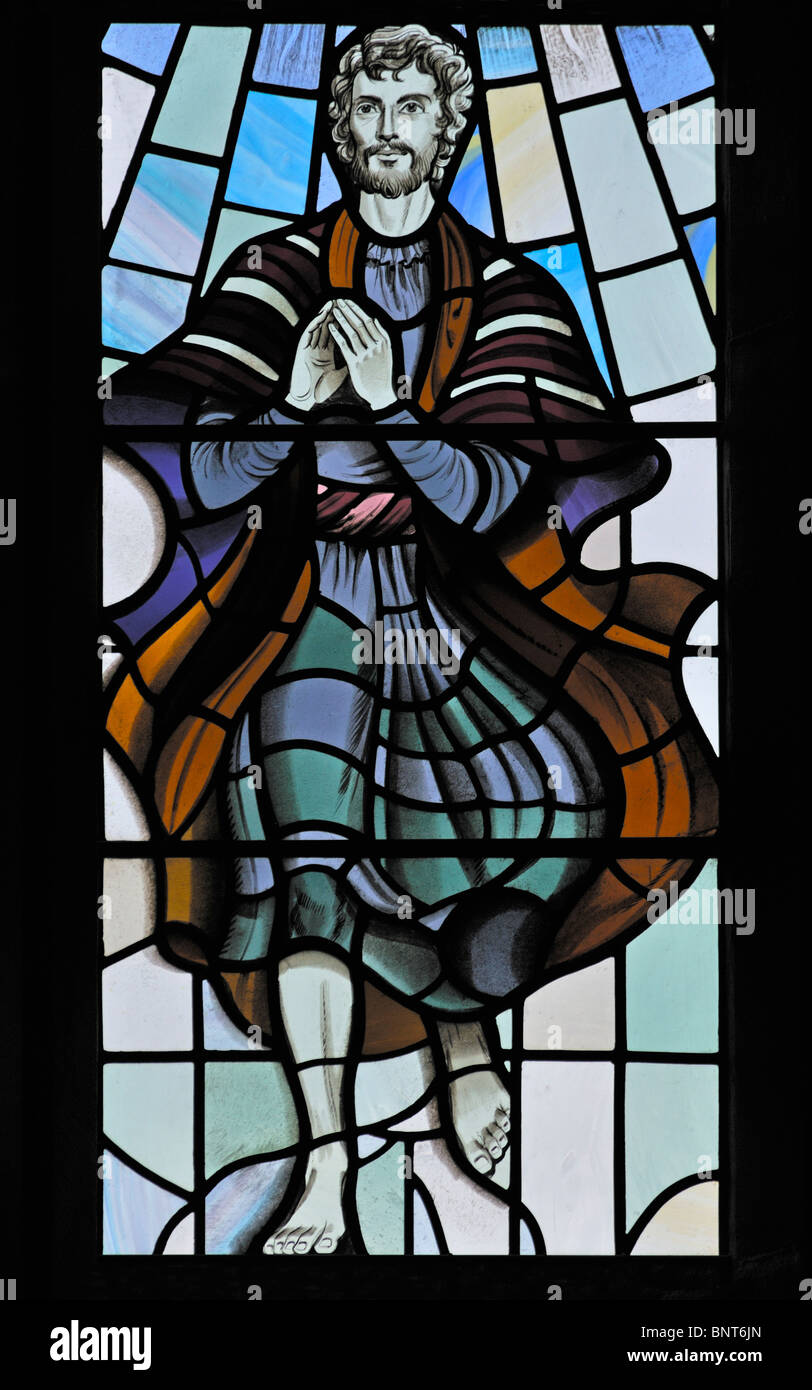 Saint John. Detail of East window. Church of Saint Oswald. Knott End ...