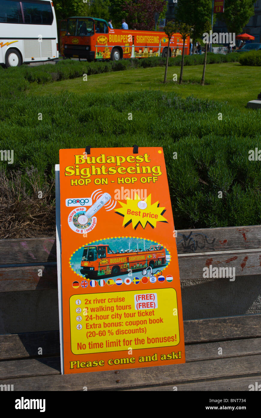 Advert for hop-on hop-off bus sightseeing tour Deak ter square central ...