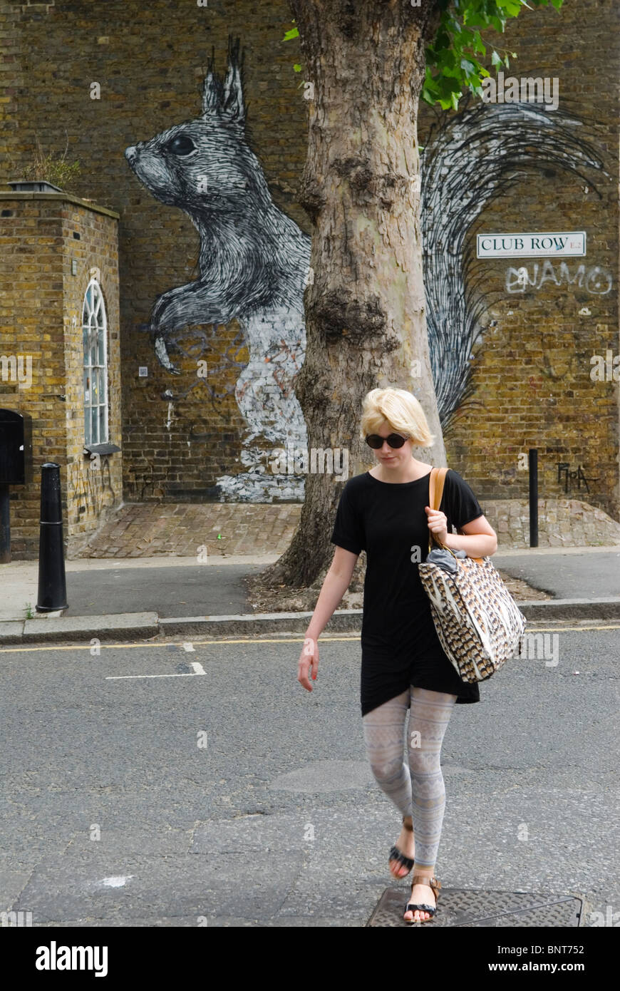 Club Row Urban Stencilart Street Art by ENAMO east London UK Stock ...