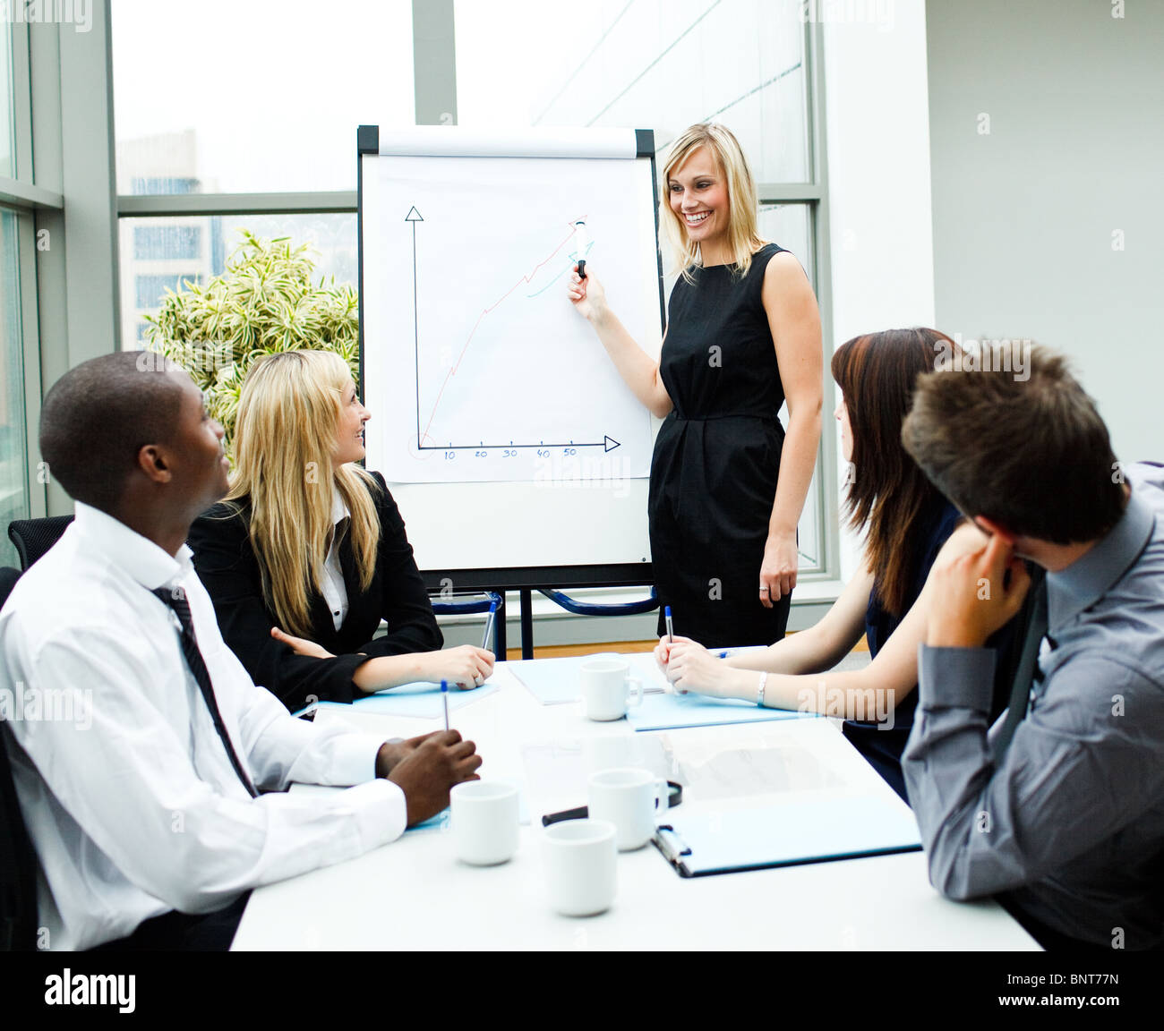 Attractive businesswoman giving a presentation Stock Photo - Alamy
