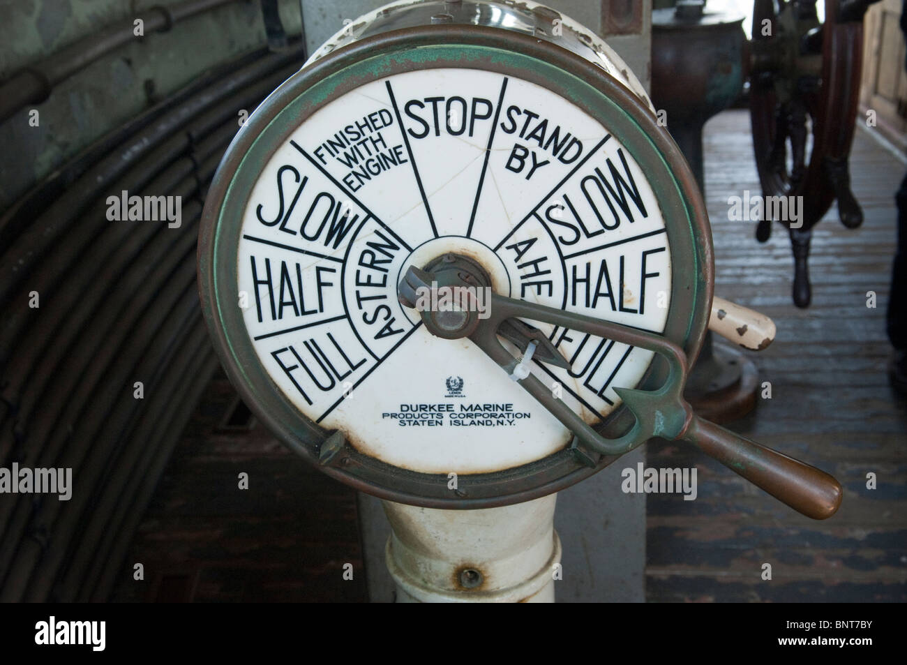The engine room telegraph of the decommissioned lighthouse tender the S ...