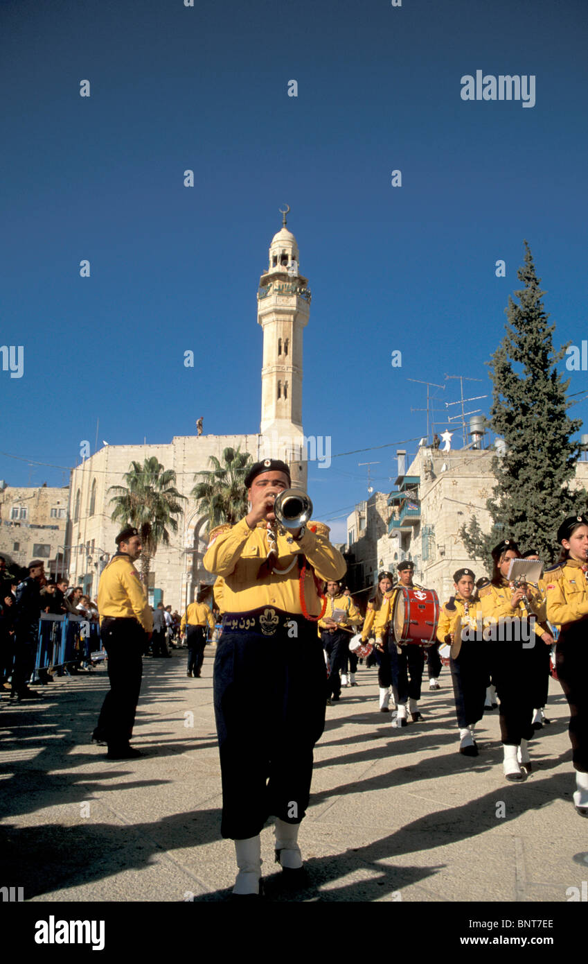 Bethlehem, Palestinian band at the Christmas Procession in Manger ...