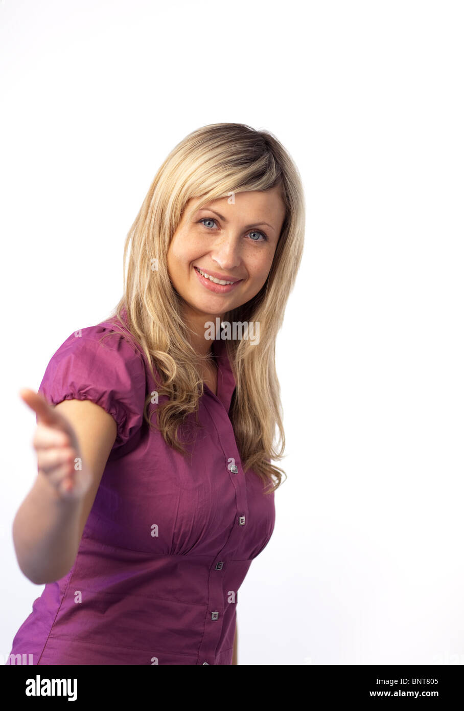Beautiful woman extended hand isolated hi-res stock photography and ...