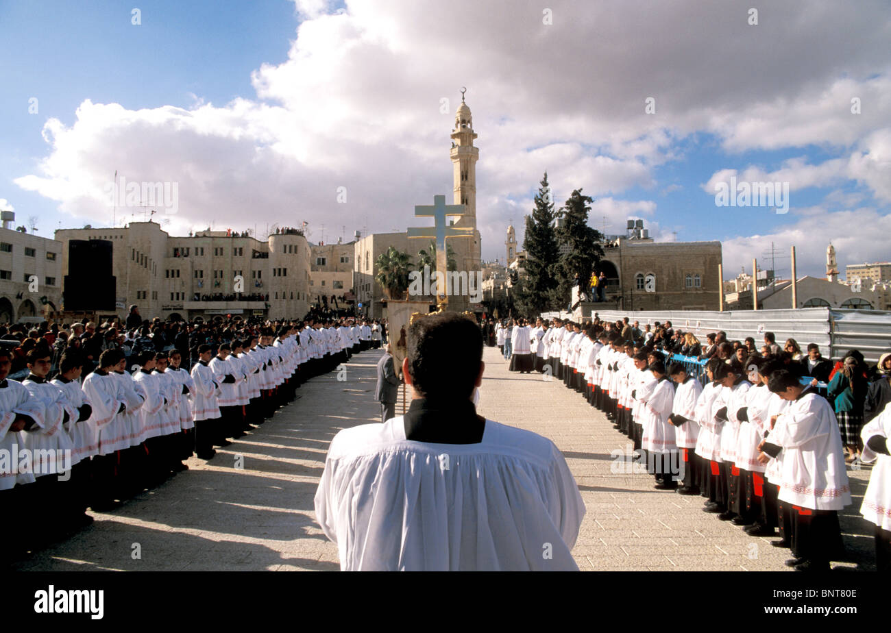 Bethlehem, the Latin Christmas ceremony at Manger Square Stock Photo ...