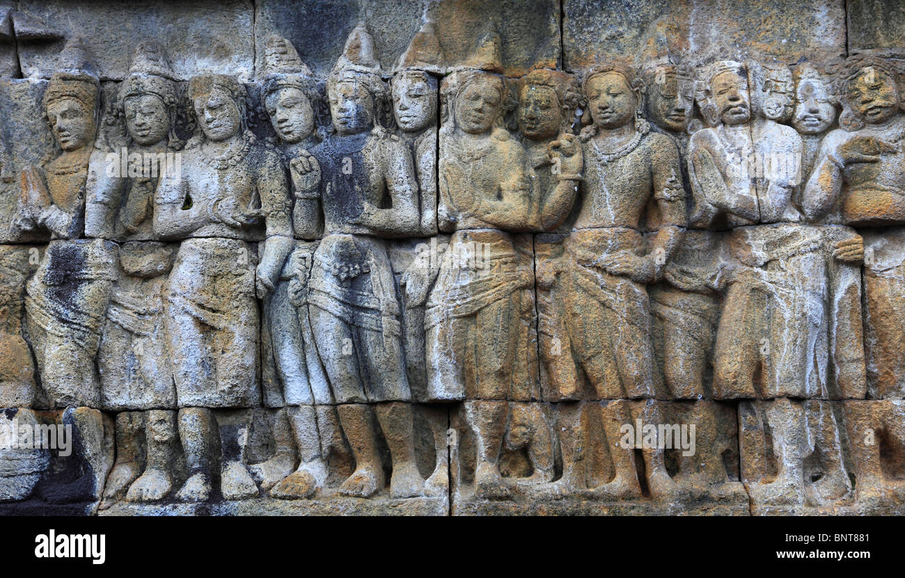 Indonesia, Java, Borobudur Temple, sculpture, stone carving, relief ...