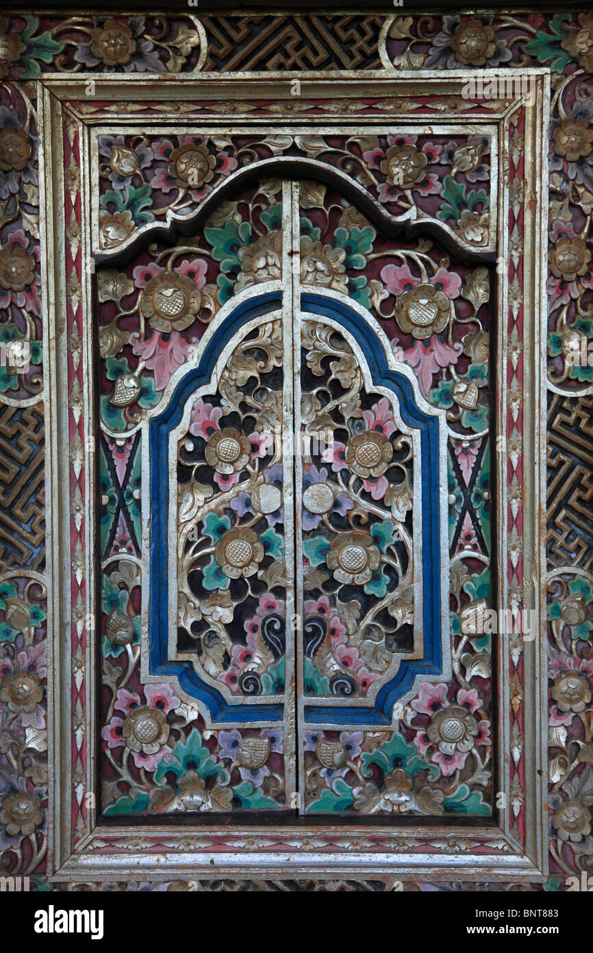 Indonesia, Bali, Ubud, window, typical traditional architecture detail ...