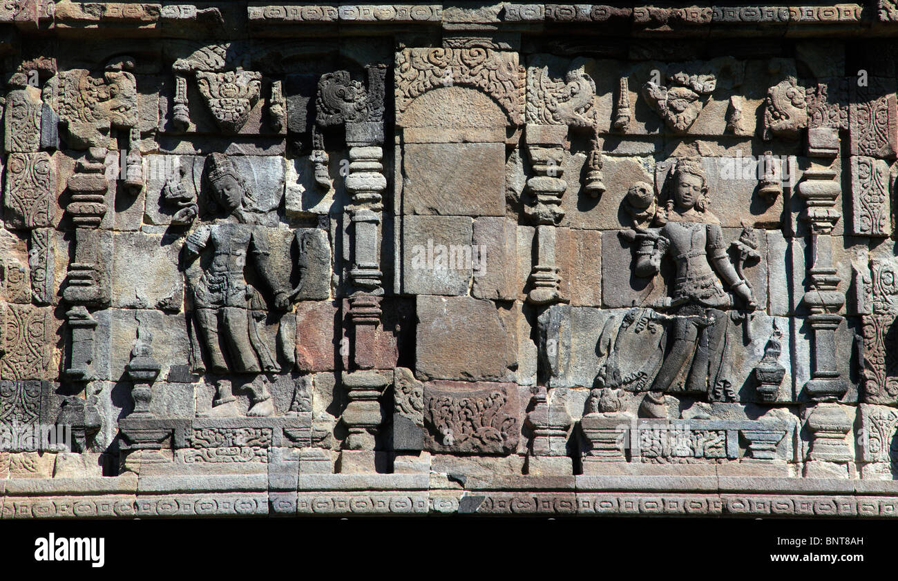 Indonesia, Java, Prambanan, Plaosan Lor hindu temple, statues, reliefs ...