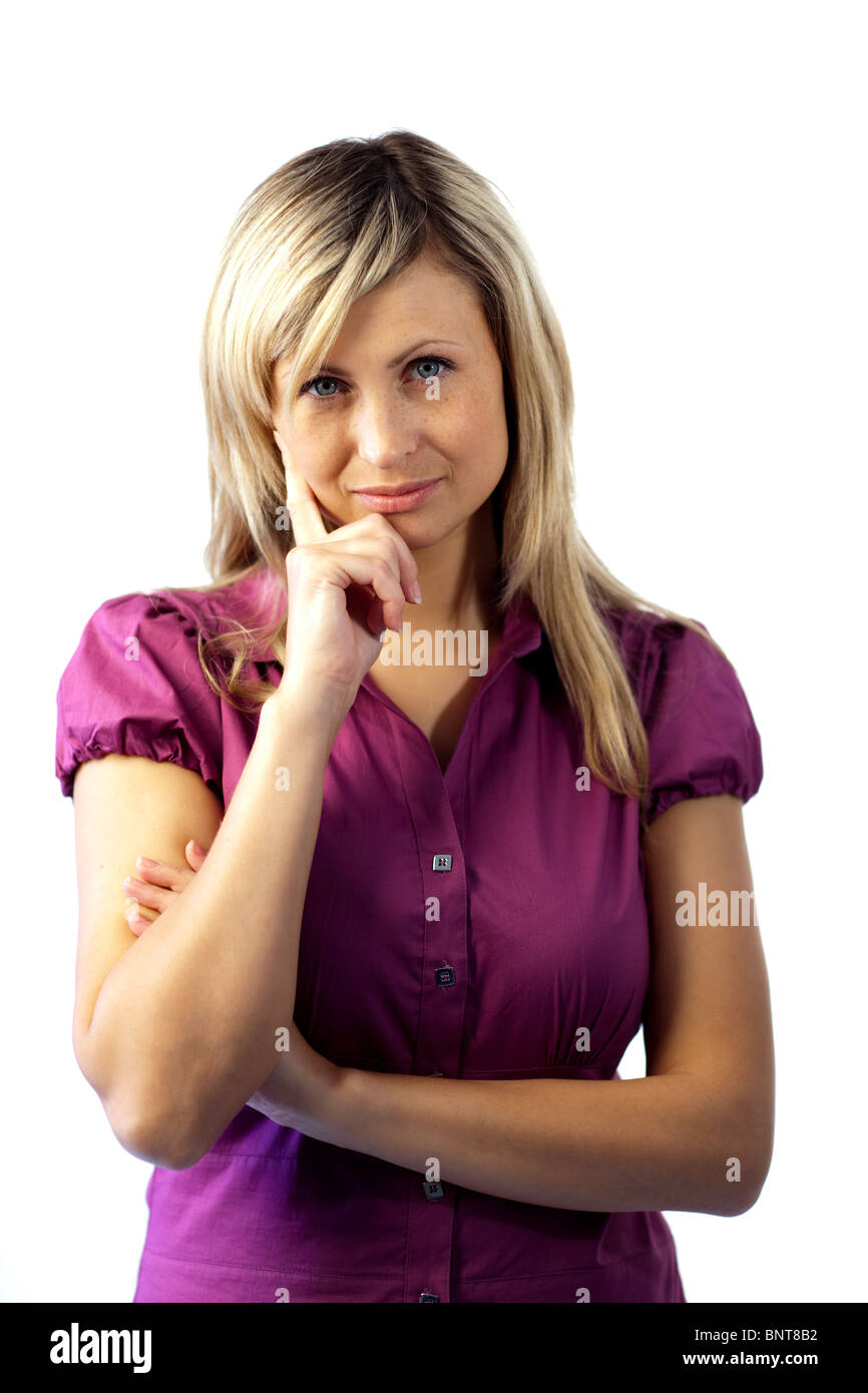 Business woman thinking Stock Photo - Alamy