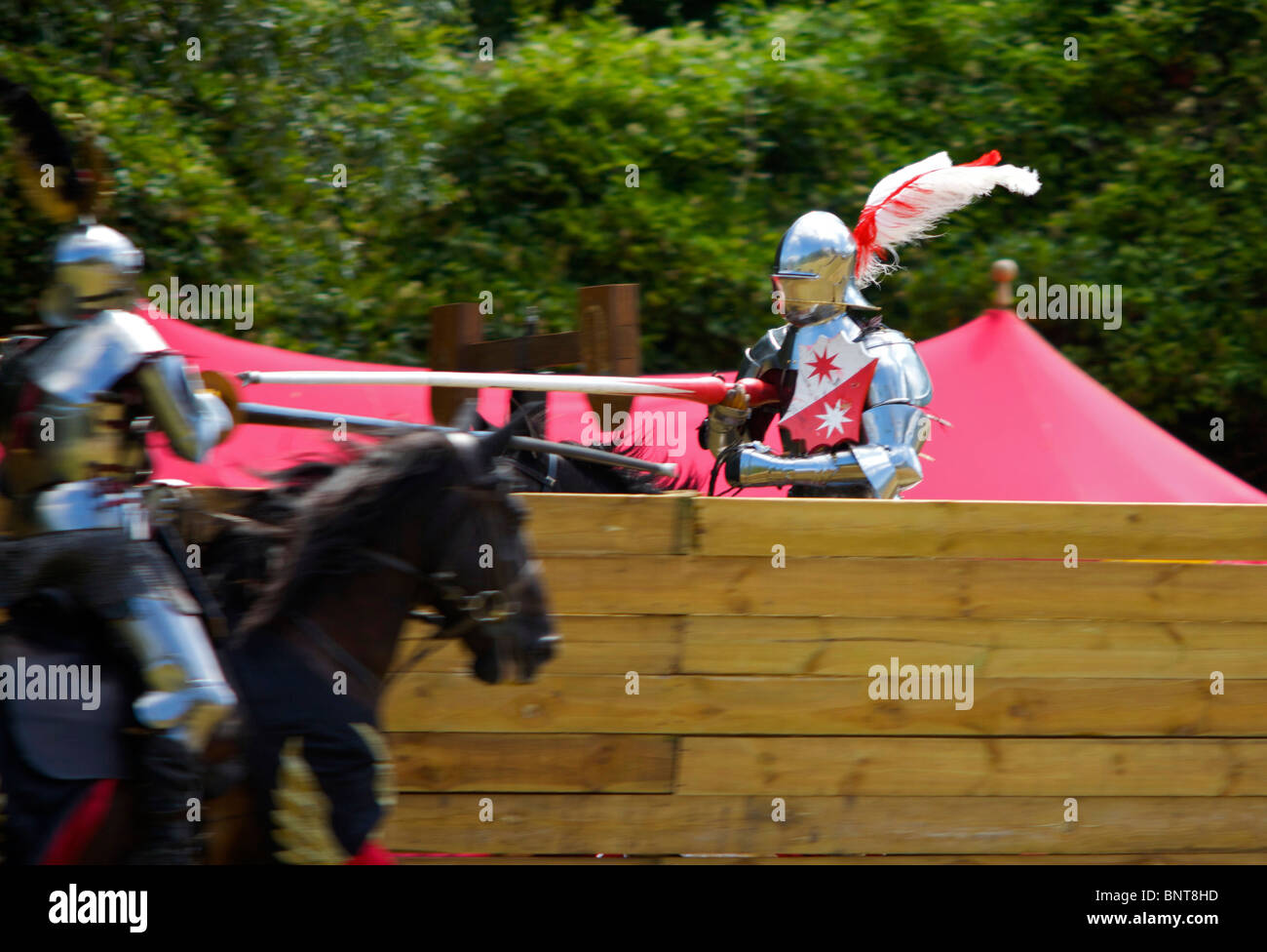 A re-enactment of a medieval knights jousting tournament using ...