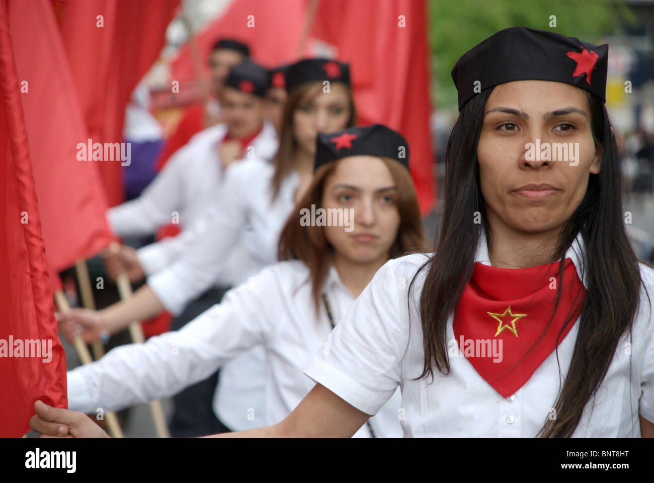 British communists wait in London before moving off on the annual ...