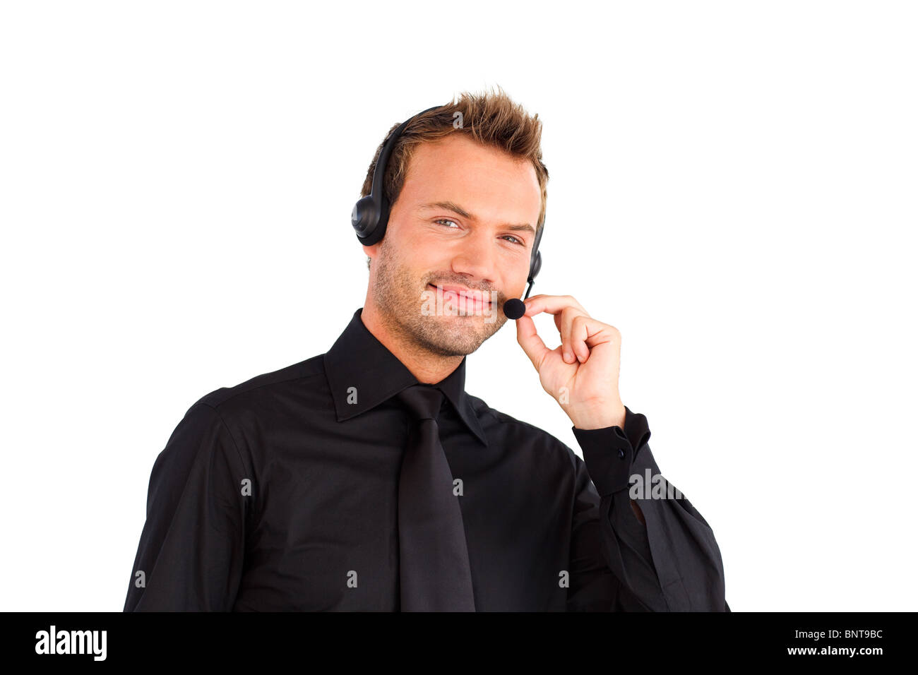 Confident customer service representative man Stock Photo - Alamy