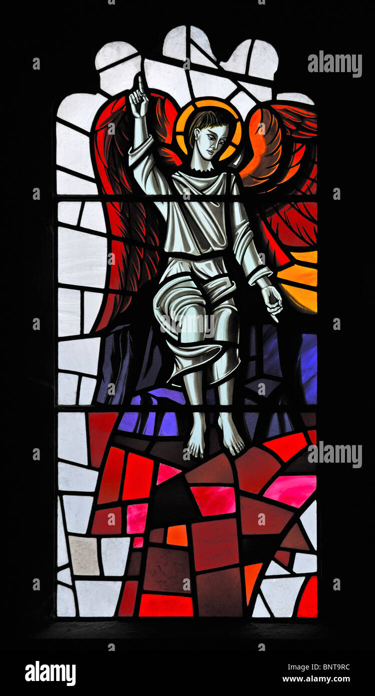 Angel, detail from "Gift of Tongues" window. Church of Saint Oswald ...