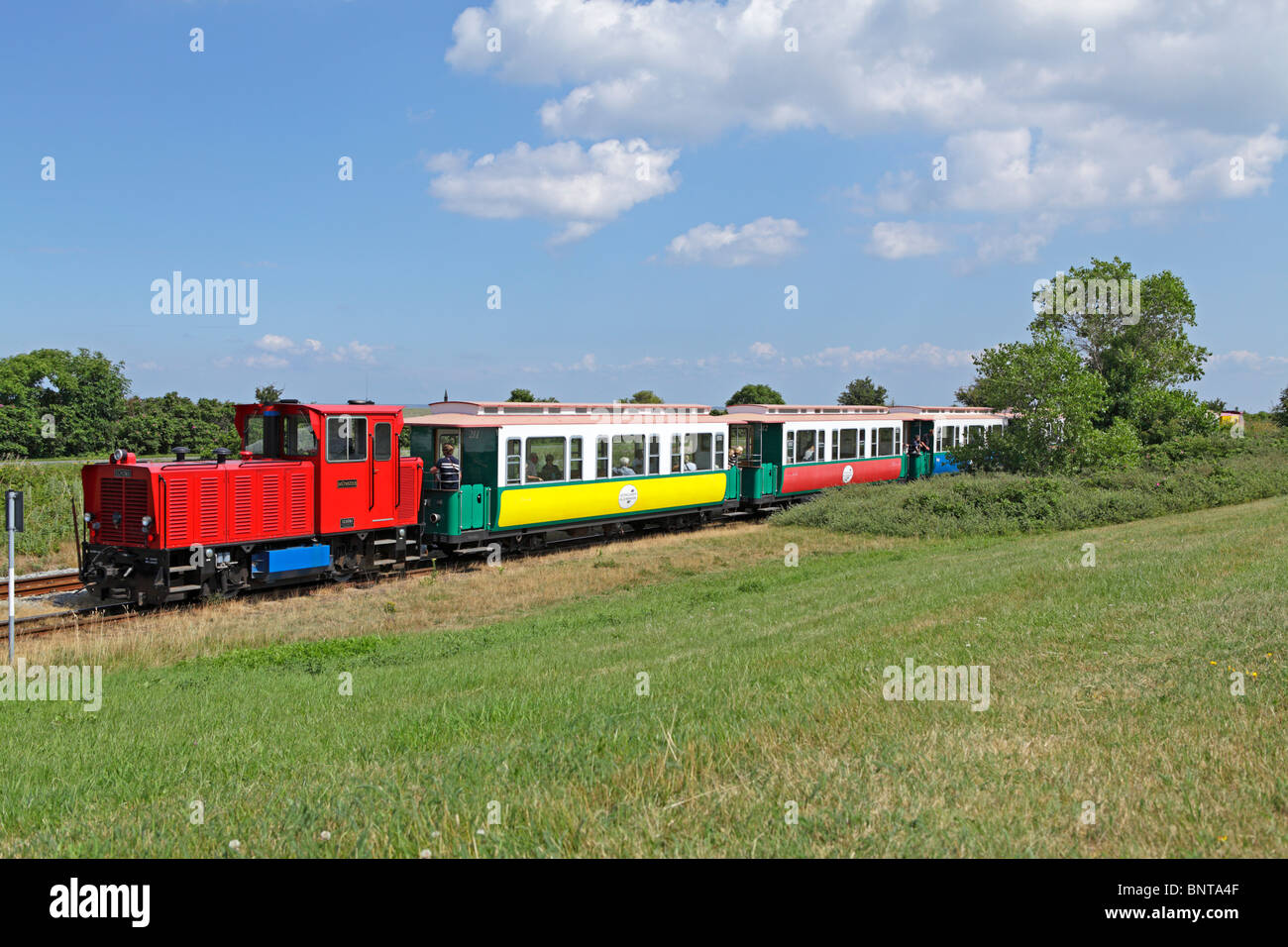 island train on Borkum Island, East Friesland, North Sea Coast, Lower ...