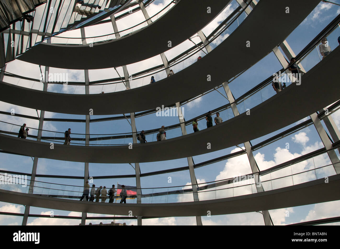 The current glass dome of the German parliament Reichstag designed by ...