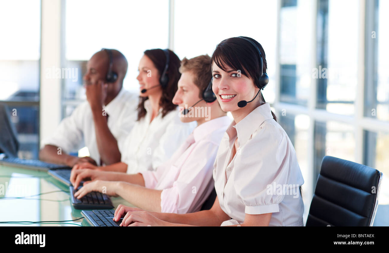 Business employees in a call center Stock Photo - Alamy