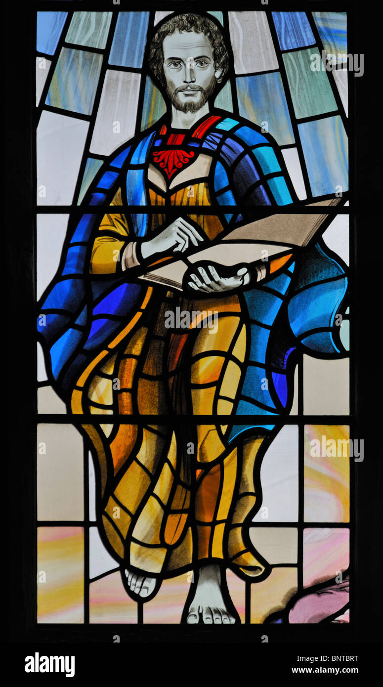 Saint Luke. Detail of East window. Church of Saint Oswald. Knott End ...