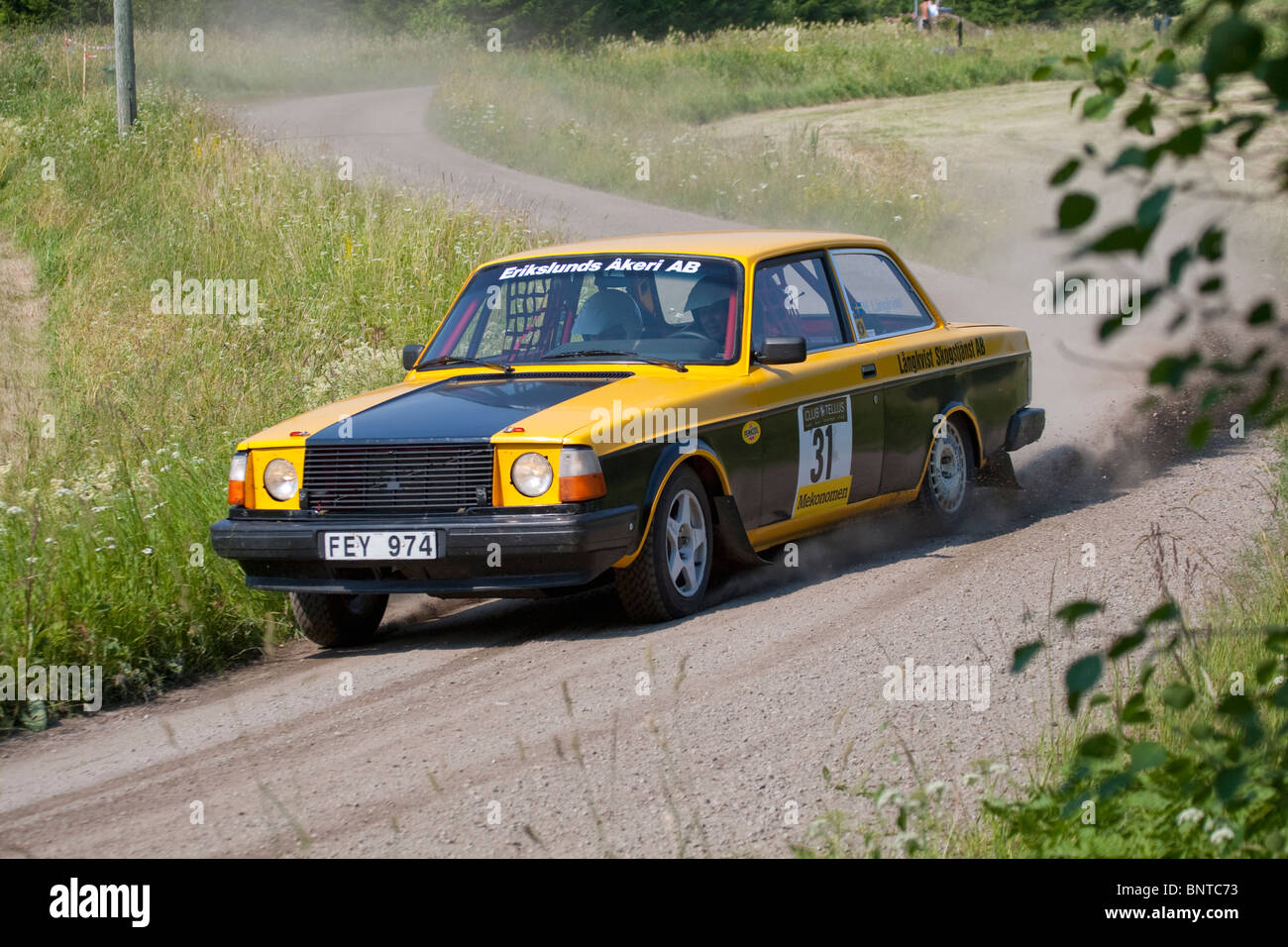 Old swedish rallycar on gravelroad,Classic Racing Stock Photo - Alamy