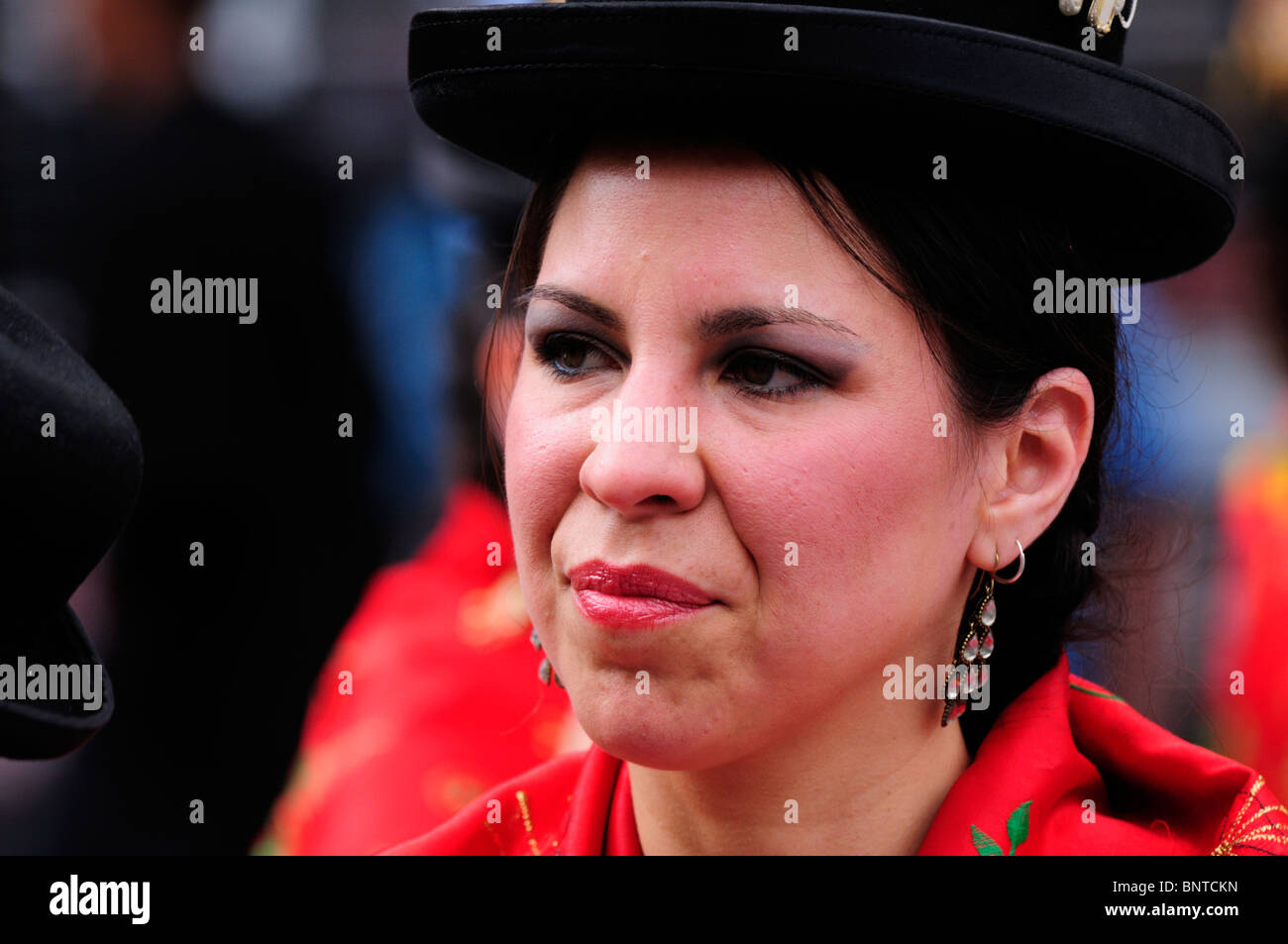Portrait of a dancer at the Carnaval del Pueblo, London, England, UK ...